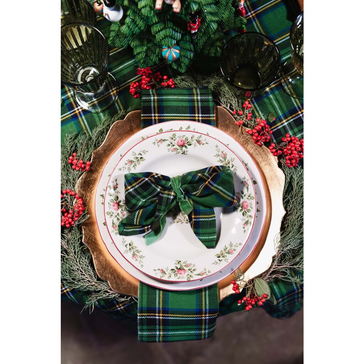Gabi Schott Living | 6 er Set Stoffservietten Tartan Schottenkaro grün ...